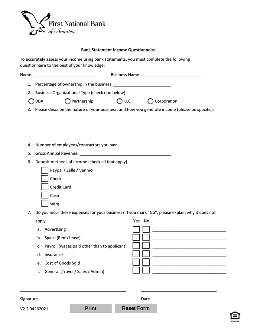 Documents and Forms - First National Bank of America